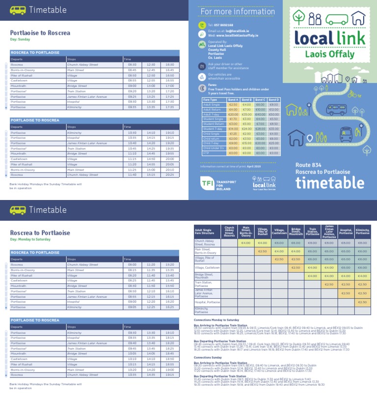 Local Link Portlaoise To Roscrea Bus Timetable | PDF | Bus Transport ...