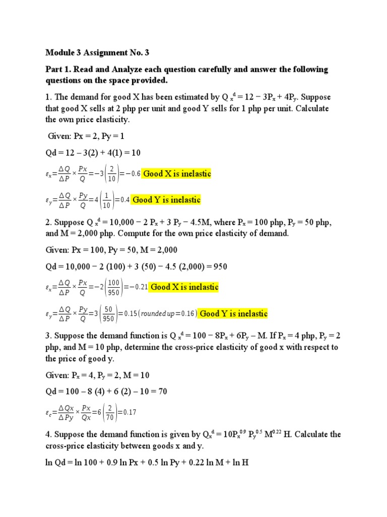 Module 3 Assignment Part 1 | PDF | Demand | Price Elasticity Of Demand