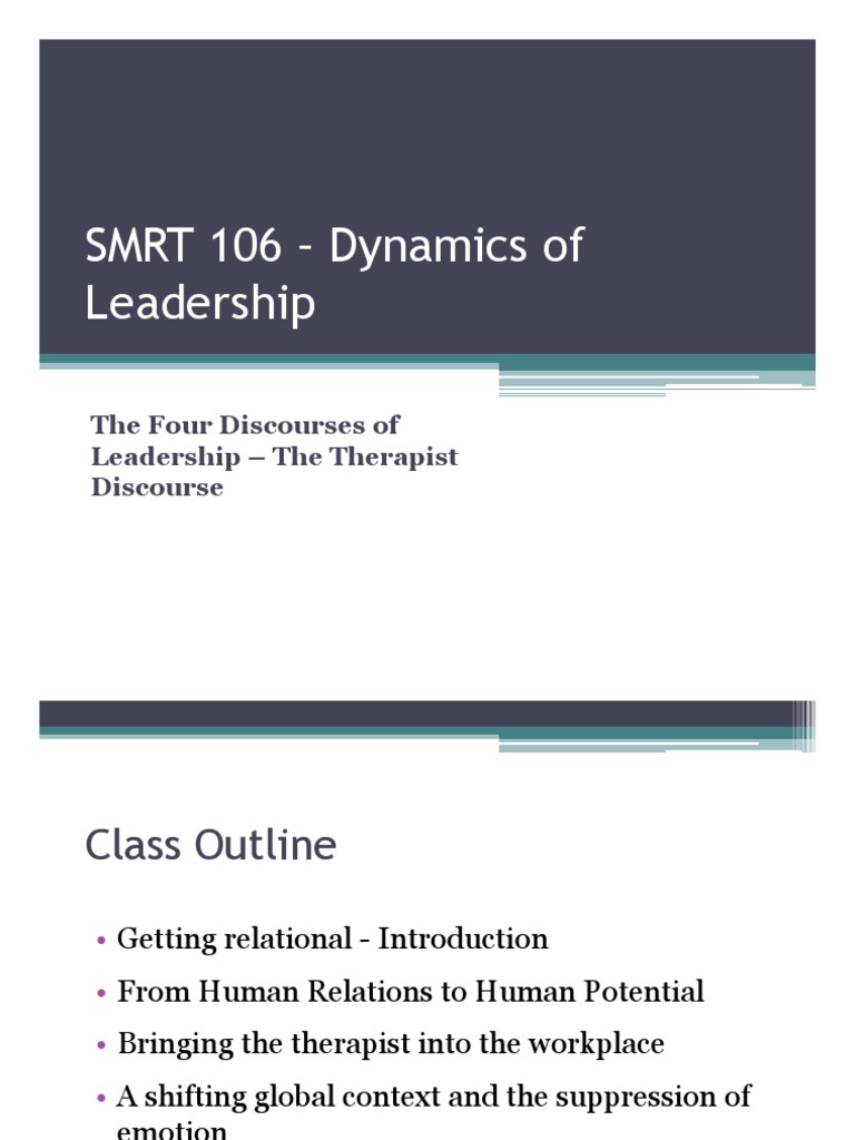 The Four Discourses of Leadership - The Therapist - ONE PAGE PDF | PDF ...