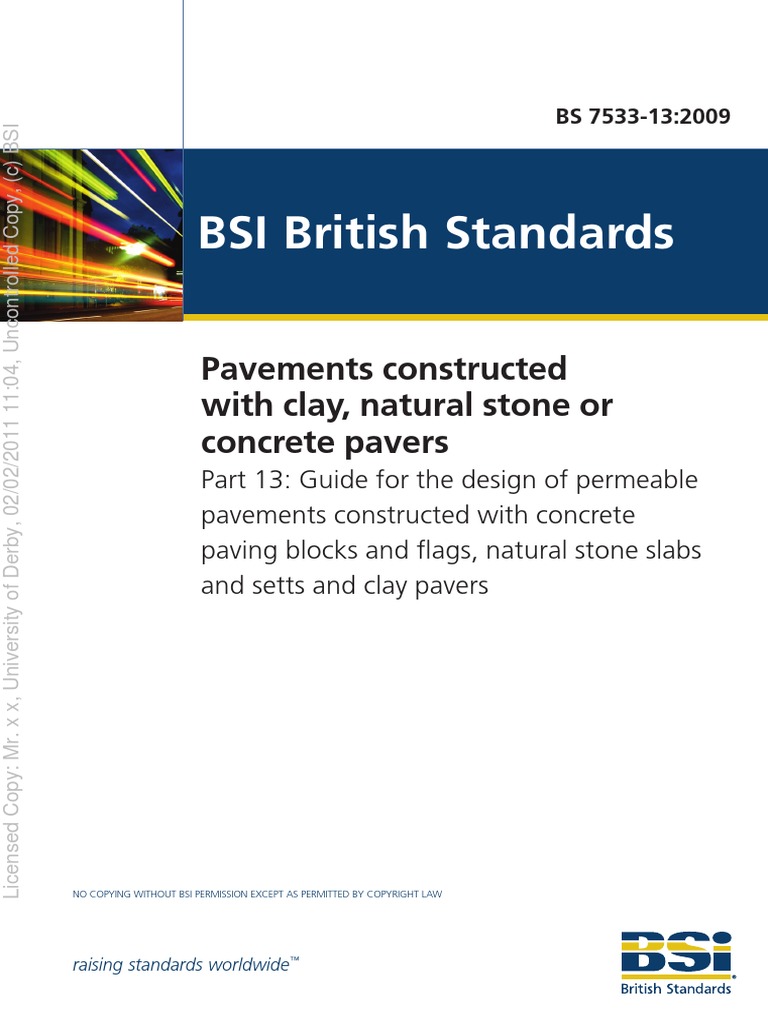 BSI British Standards: Pavements Constructed With Clay, Natural Stone ...