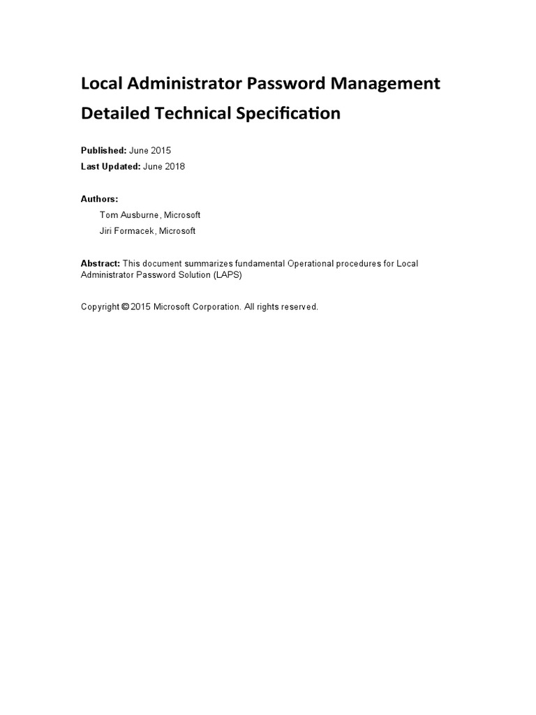 Local Administrator Password Management Detailed Technical ...