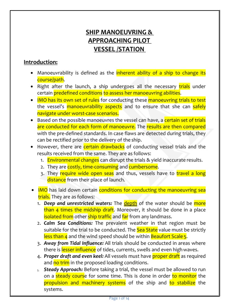 1.1 Ship Manoeuvring - Approach Pilot - Q&A | PDF | Ships | Propeller