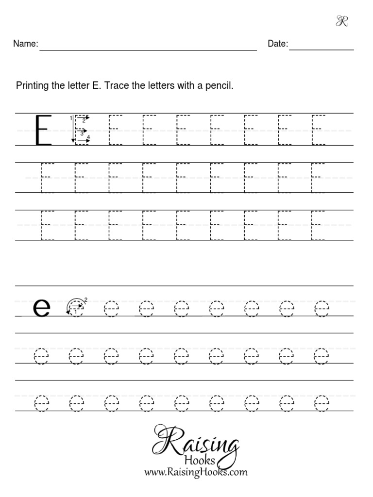 Letter E Tracing Practice | PDF