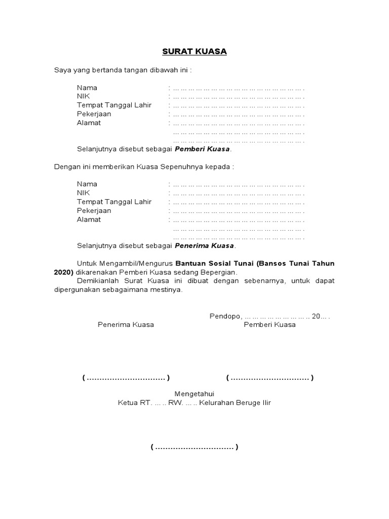 Surat Kuasa BLT | PDF