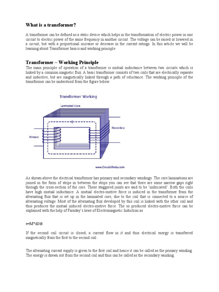Transformer Working Principle | PDF