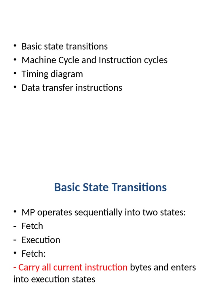 Basic State Transitions - Machine Cycle and Instruction Cycles - Timing ...