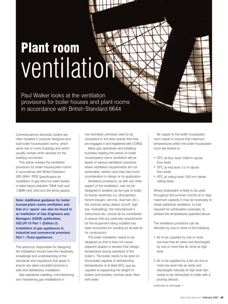 BS 6644 Boiler Room Ventilation Guide | PDF | Boiler | Ventilation ...