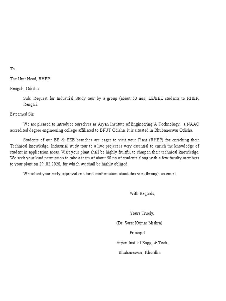 RHEP Study Tour Request Letter | PDF | Academia | Engineering