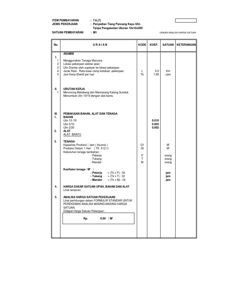 Penyediaan Tiang Pancang Kayu Ulin | PDF