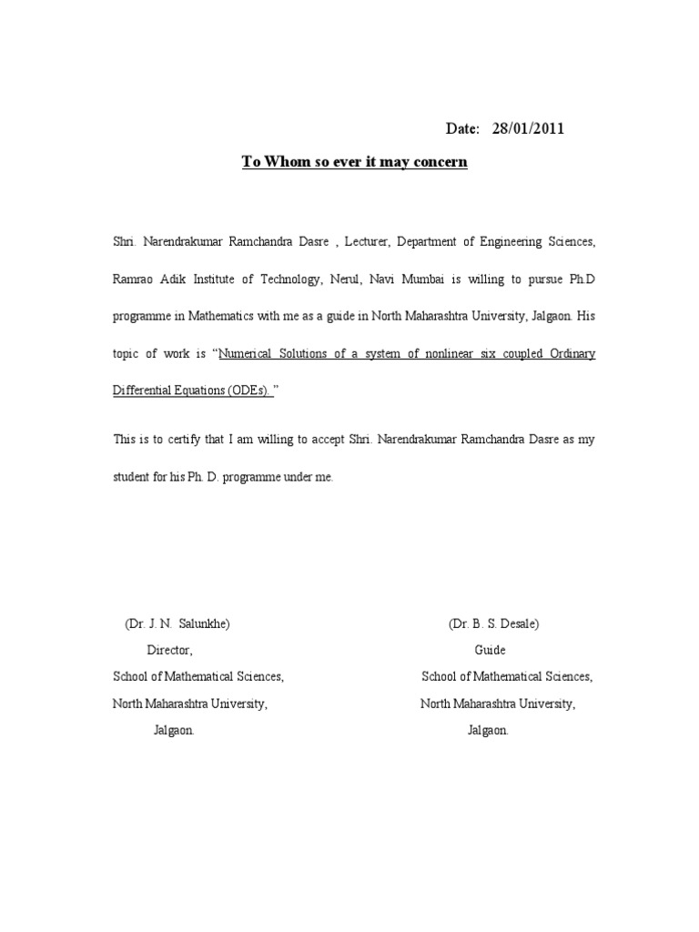 Letter of Willingness | PDF