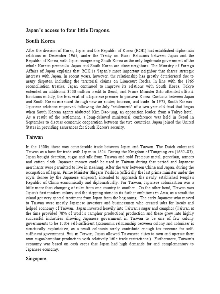 Japan's Access To Four Little Dragons. | PDF | Taiwan | South Korea