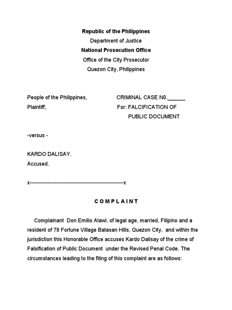 Complaint Falsification | PDF | Forgery | Complaint