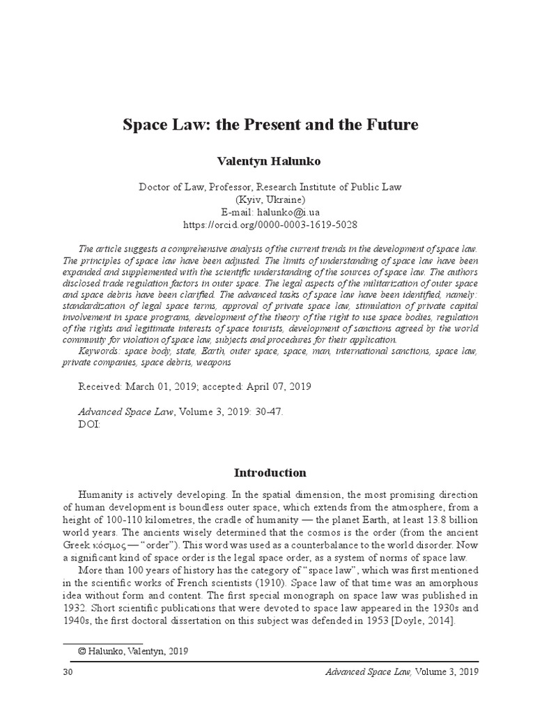Space Law The Present and The Future | PDF | Spaceport | Satellite