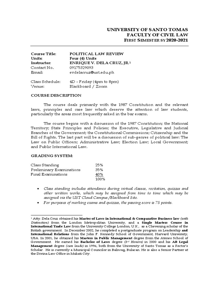 Political Law Review Syllabus 2020-2021 | PDF | Commission On Elections ...