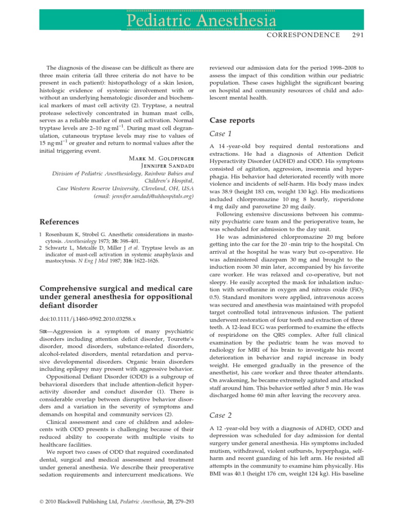 Oral Health and ODD | PDF | Anesthesia | Antipsychotic