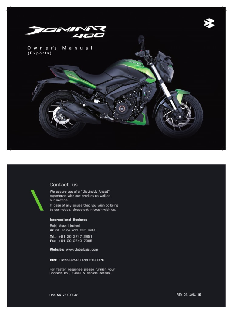 Dominar 400 UG-JAN 19 PDF | PDF | Anti Lock Braking System | Headlamp