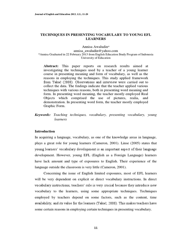 EN Techniques in Presenting Vocabulary To y PDF | Unduh gratis PDF ...