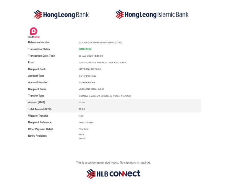 Successful DuitNow Transfer Details | PDF