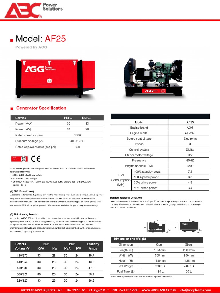 Data Sheet-Genset-Abc Af25 | PDF | Electrical Engineering | Electricity