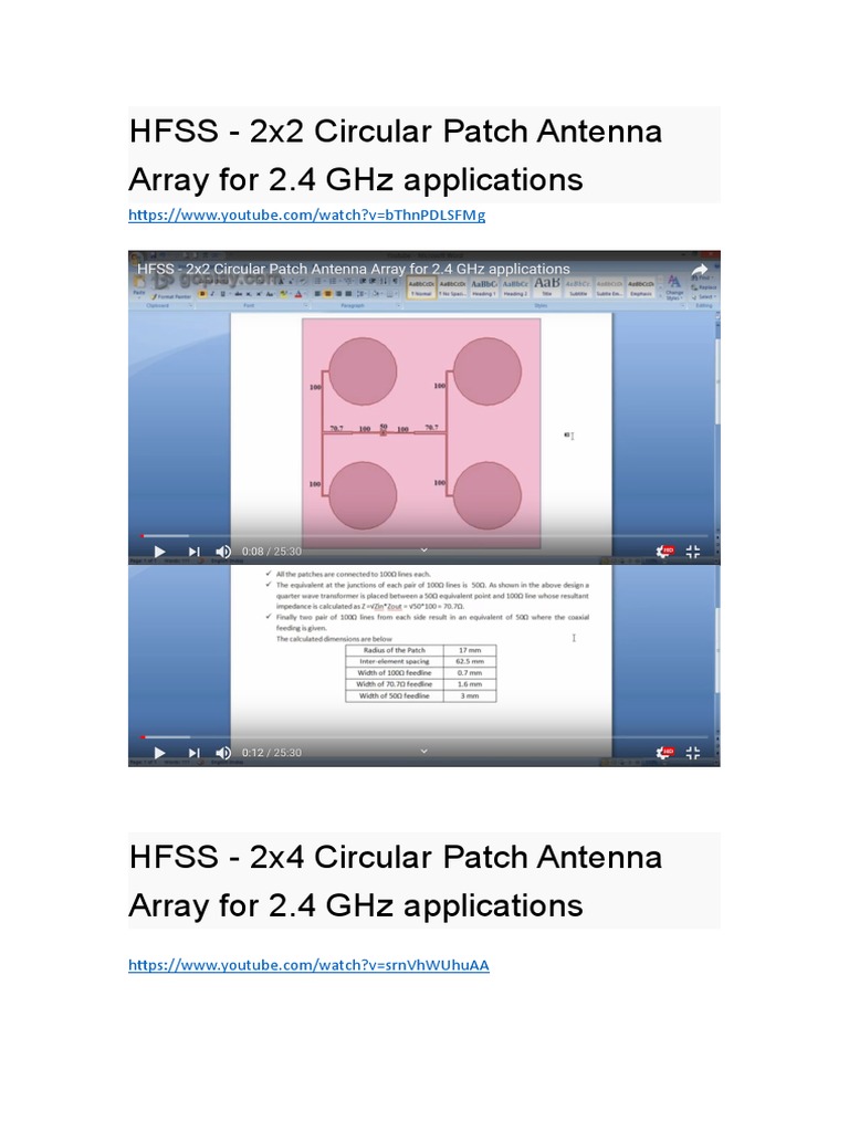 Hfss - 2X2 Circular Patch Antenna Array For 2.4 GHZ Applications | PDF ...