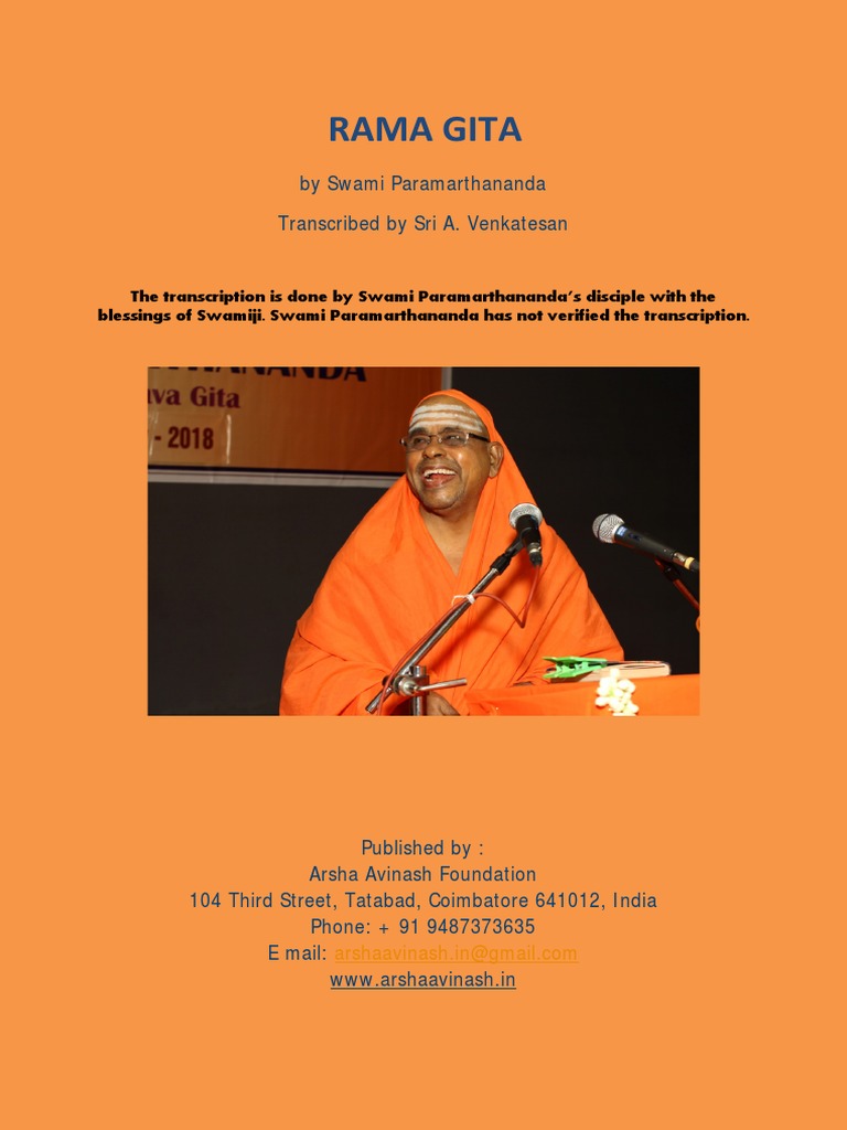 Rama Gita Explained by Swami Paramarthananda | PDF | Conscience ...