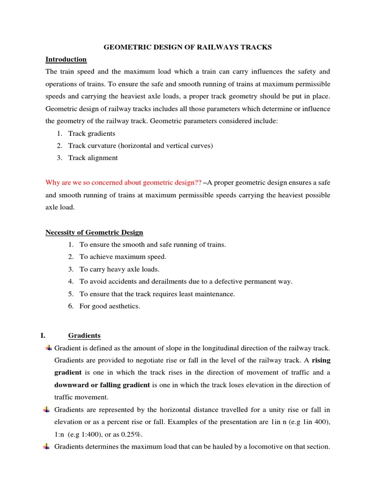 Geometric Design of Railways Tracks | PDF | Rail Transport | Acceleration