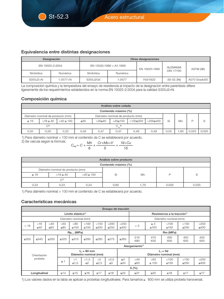 Equivalencias del acero ST-52.3 | PDF | Forjar | Acero