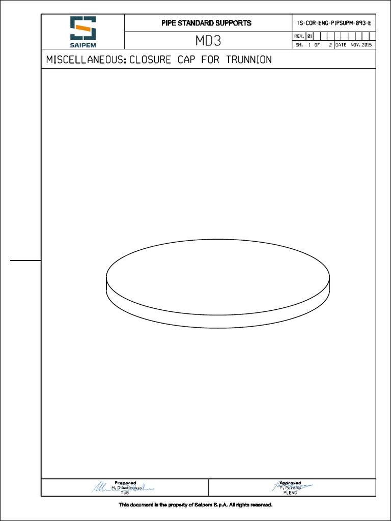 Miscellaneous: Closure Cap For Trunnion: Pipe Standard Supports | PDF ...