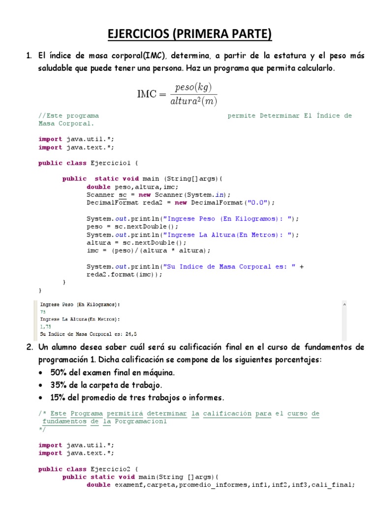 Ejercicios-Codigos de Java2 | PDF | Índice de masa corporal | Presupuesto