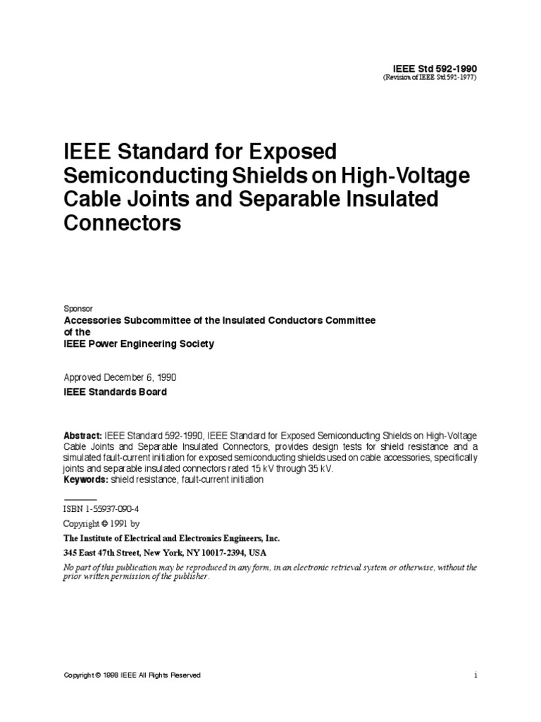 IEEE Standard For Exposed Semiconducting Shields On High-Voltage Cable ...