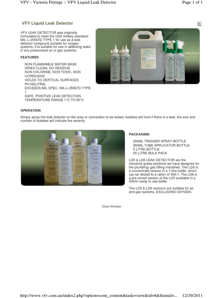 VFV Liquid Leak Detector Overview | PDF | Leak | Ph