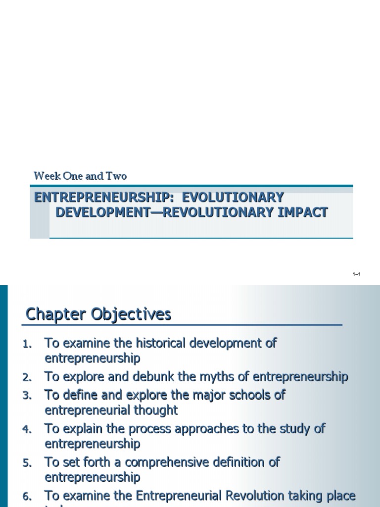 Entrepreneurship: Evolutionary Development-Revolutionary Impact | PDF ...
