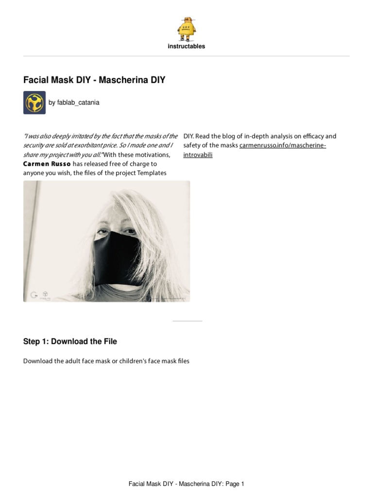 Facial Mask DIY - Mascherina DIY: Carmen Russo Carmen Russo Has ...
