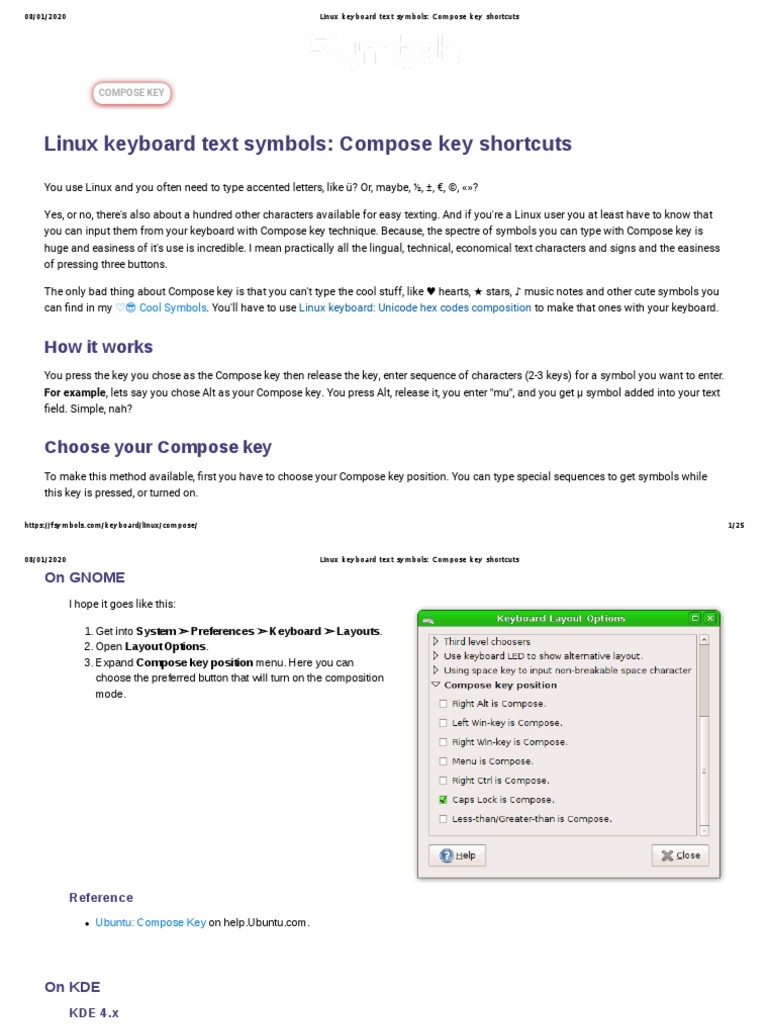 Linux Keyboard Text Symbols - Compose Key Shortcuts | PDF | Quotation ...
