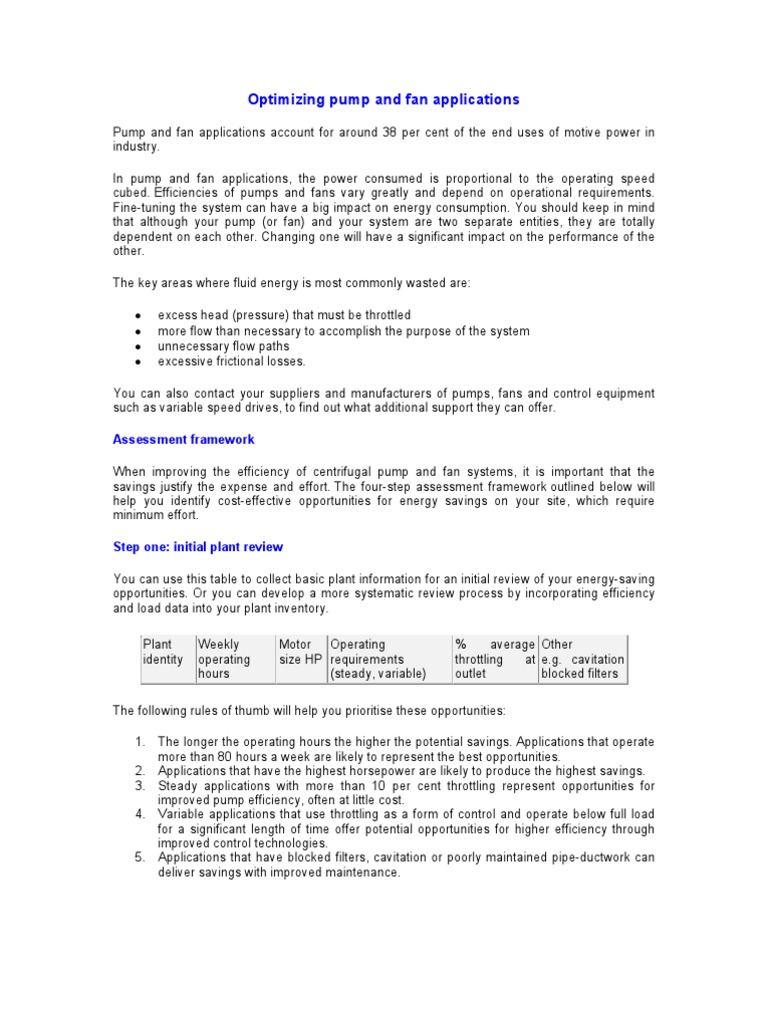 Optimizing Pump and Fan Applications | PDF | Pump | Engines