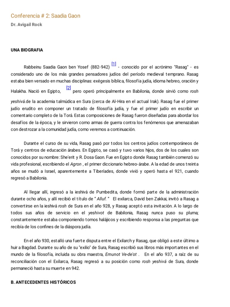 Saadia Gaon: Filósofo y erudito judío medieval | PDF | Judios | Tora
