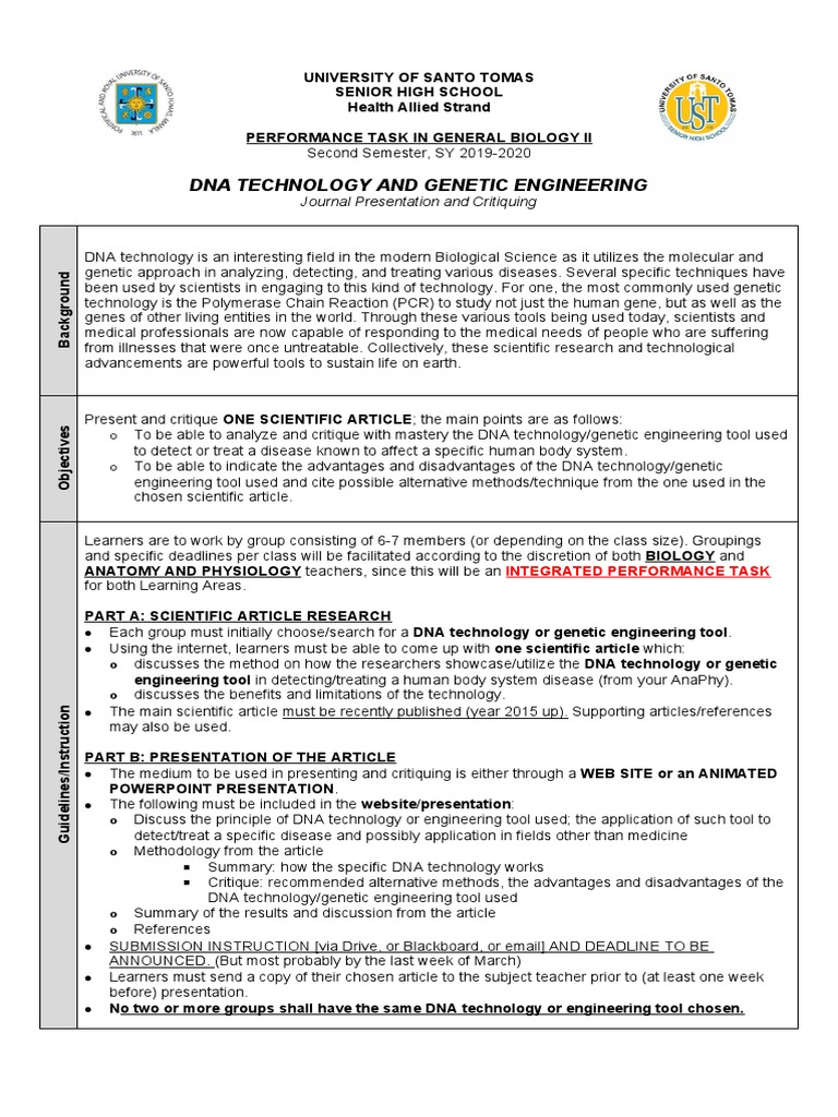 Dna Technology and Genetic Engineering: Journal Presentation and ...