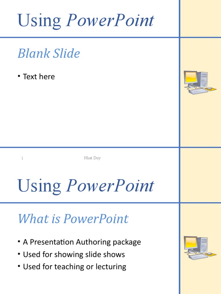 Using Powerpoint: Blank Slide | PDF