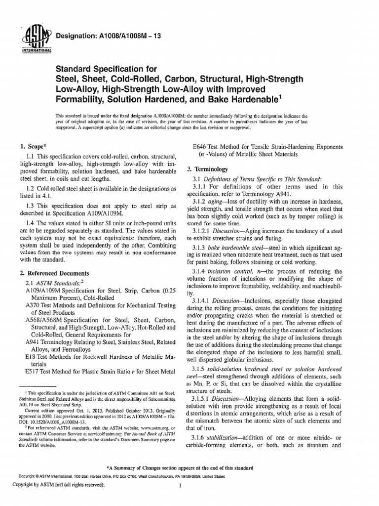 Astm A1008 | PDF