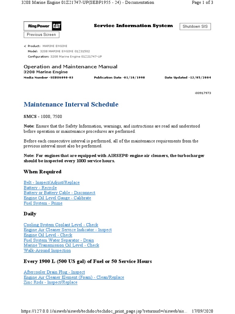 Maintenance Interval Schedule: When Required | PDF | Engines | Systems ...