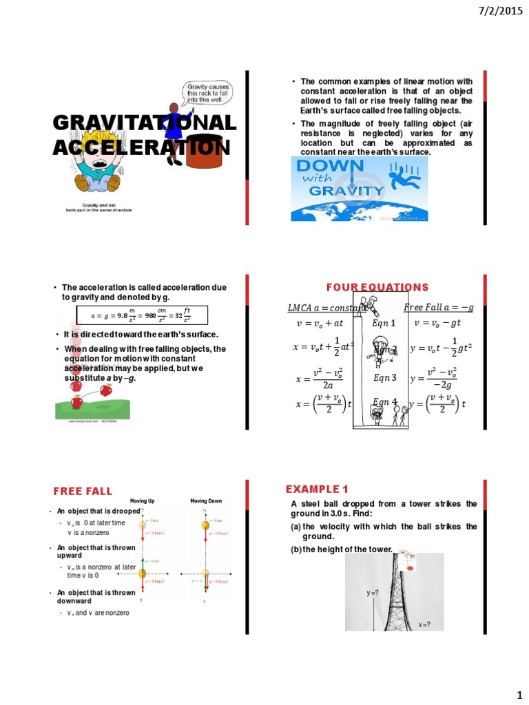 Freefall PDF | PDF | Acceleration | Gravity