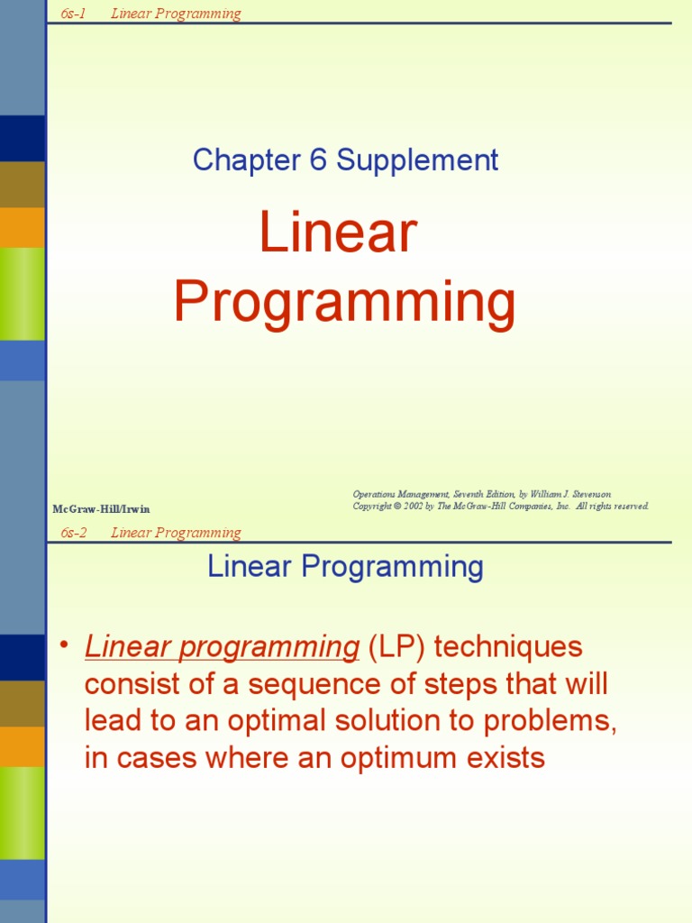 Linear Programming: Chapter 6 Supplement | PDF | Linear Programming ...