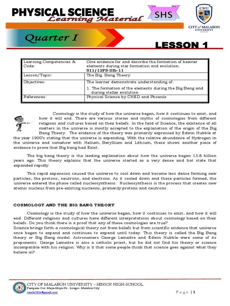 Lesson 1: S11/12Ps-Iiib-11 | PDF | Chemical Elements | Nuclear Fusion