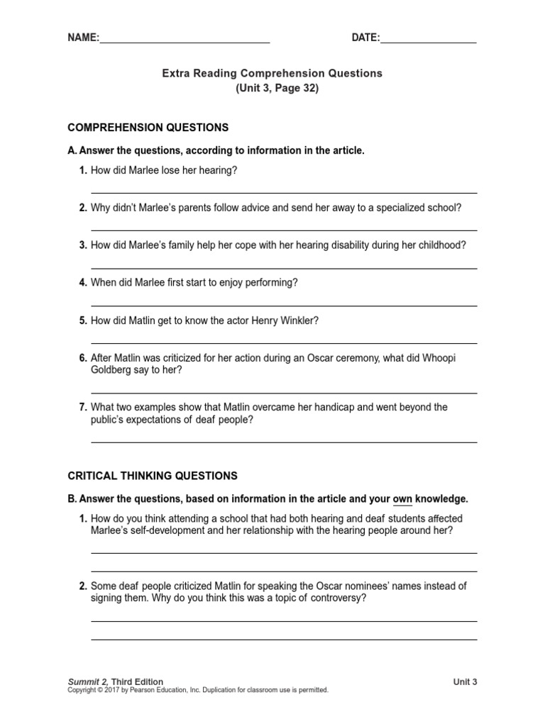 Extra Reading Comprehension - Unit 3 - File2 | PDF | Wellness