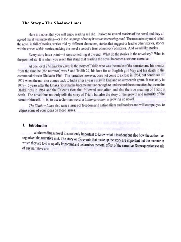 The Story of The Shadow Lines | PDF