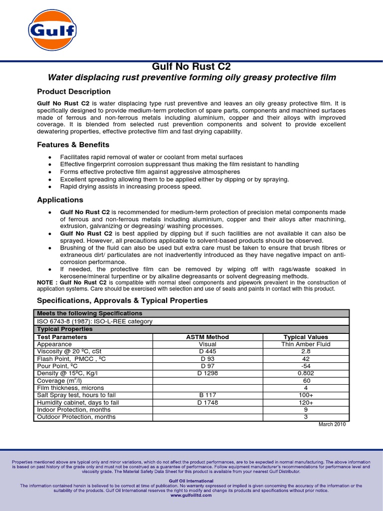 Gulf No Rust C2: Water Displacing Rust Preventive Forming Oily Greasy ...