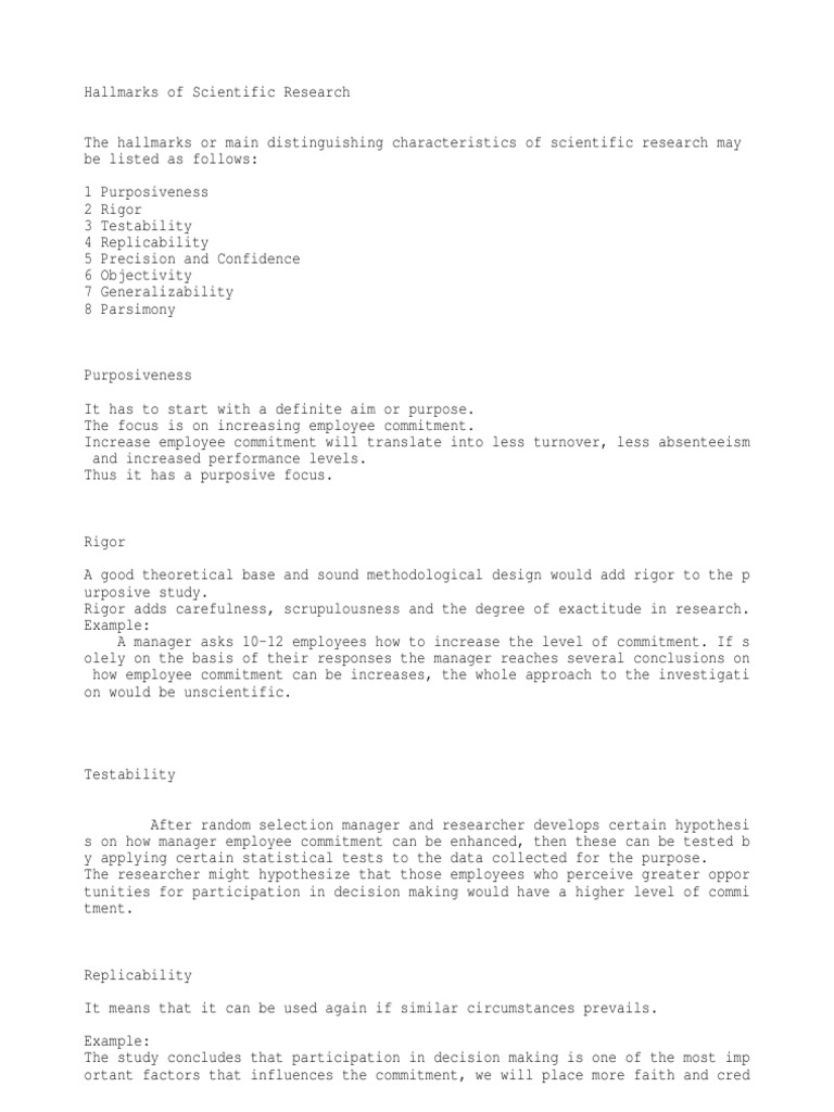 Hallmarks of Scientific Research | PDF | Occam's Razor | Scientific Method