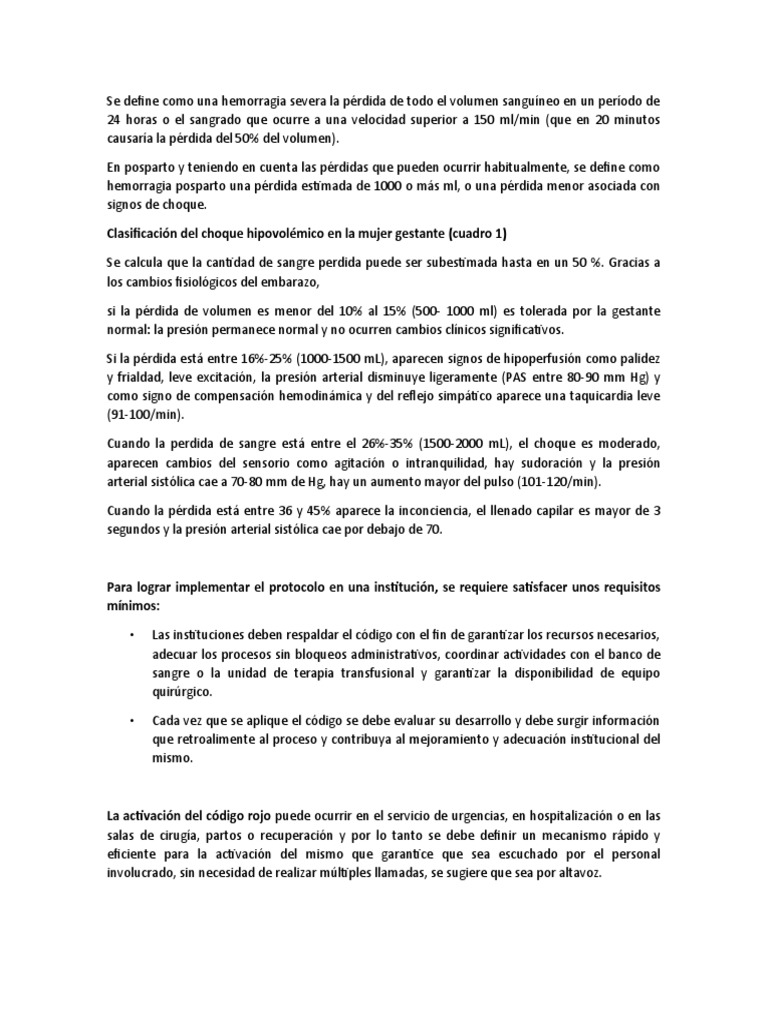 Protocolo de Código Rojo en Hemorragias | PDF | Ambulancia | Sangre