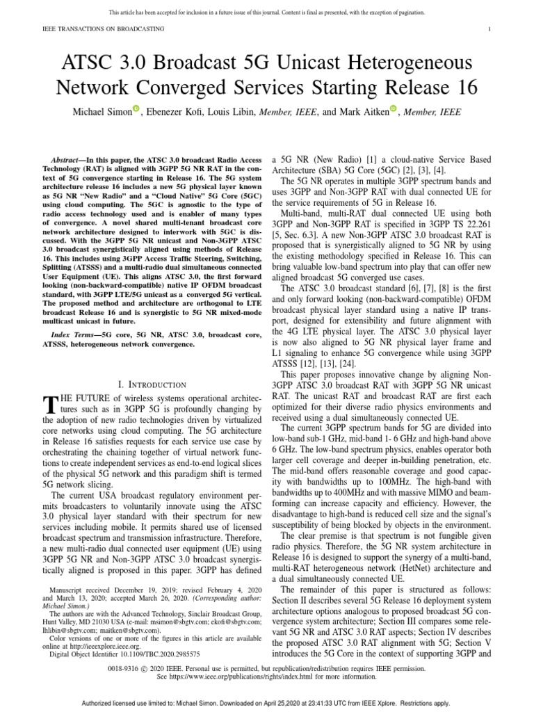 ATSC 3.0 Broadcast 5G | PDF | 4 G | Orthogonal Frequency Division ...