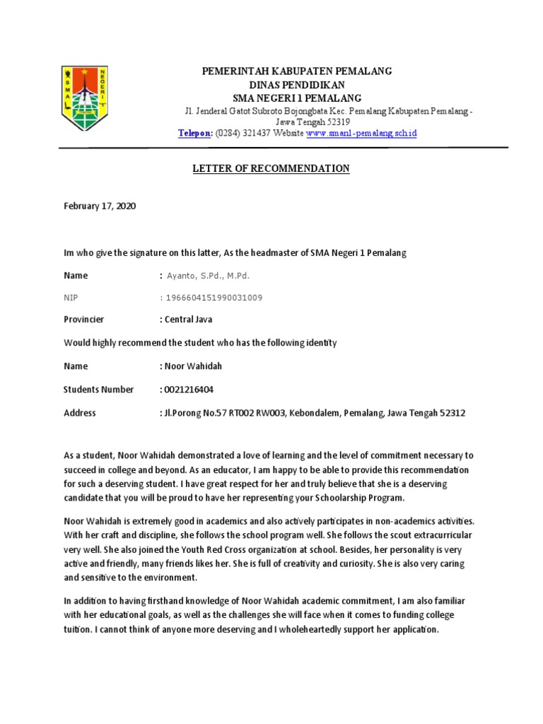 Pemerintah Kabupaten Pemalang Dinas Pendidikan Sma Negeri 1 Pemalang | PDF | Learning | Behavior ...